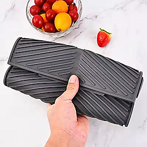 MAOSGO Dish Drying Mat for Kitchen Counter, Silicone Large Dish Drying Pad, Easy Clean Non-slipping Heat Resistant Dish Rack Mat, Foldable Dish Drain Mat Sink Mat, Gray