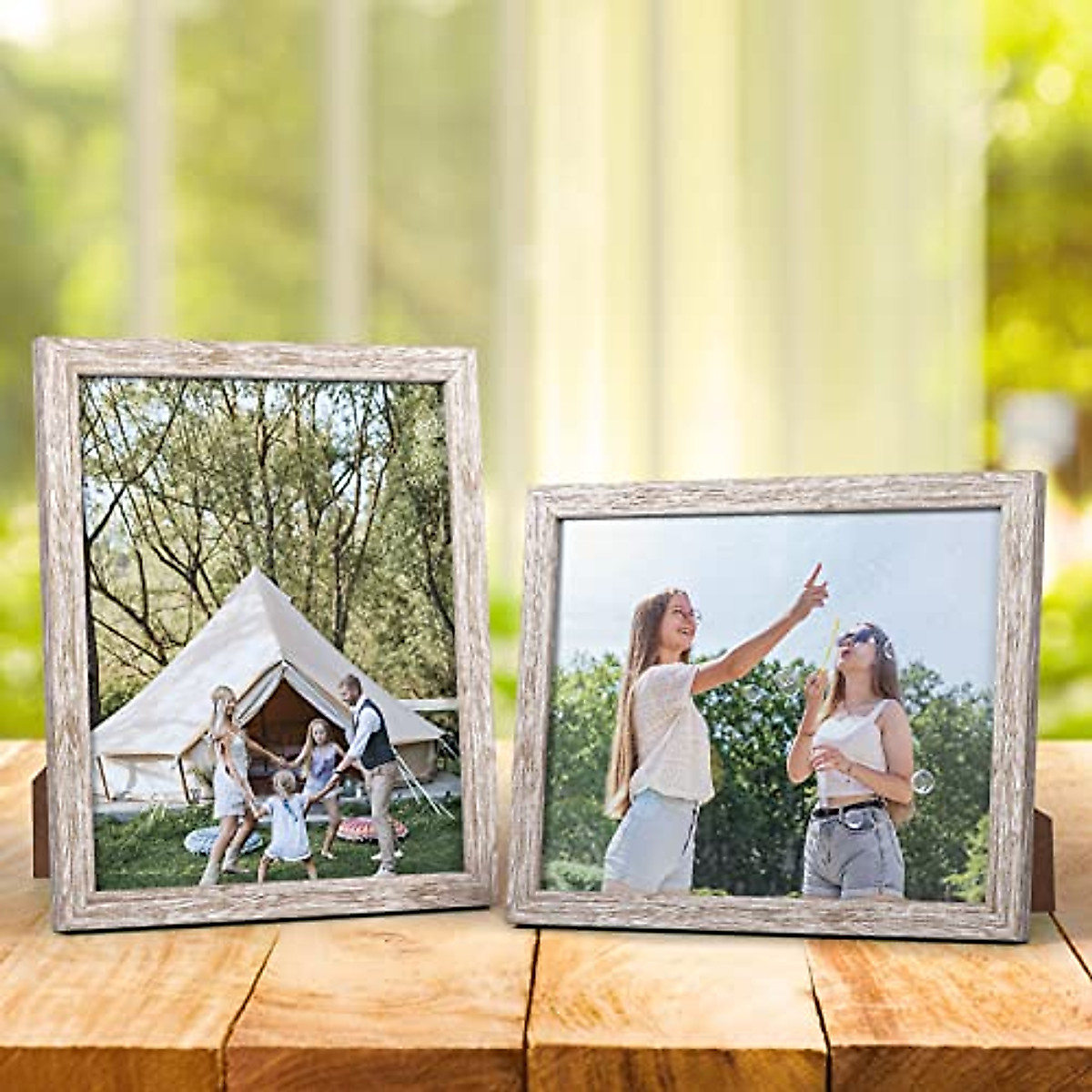 Lyeasw Rustic 8x10 Picture Frame Set of 12, Multi Woodgrain Farmhouse Photo Frames for Wall or Tabletop, Beige