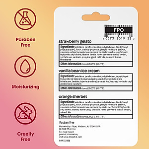 ChapStick Lip Care Set, Ice Cream Collection 3-Pack – Strawberry Gelato, Vanilla Bean Ice Cream, Orange Sherbet Lip Balm, 0.15 Oz Ea