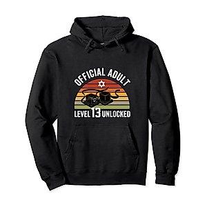 Level 13 Unlocked Official Adult 13th Jewish Bar Mitzvah Boy Pullover Hoodie