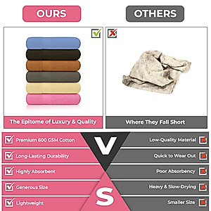 QUBA LINEN Bamboo Cotton Bath Towels-27x54inch - 6 Pack Shower Towels - Light Weight, Ultra Absorbent Towels for Bathroom (Multi Color)