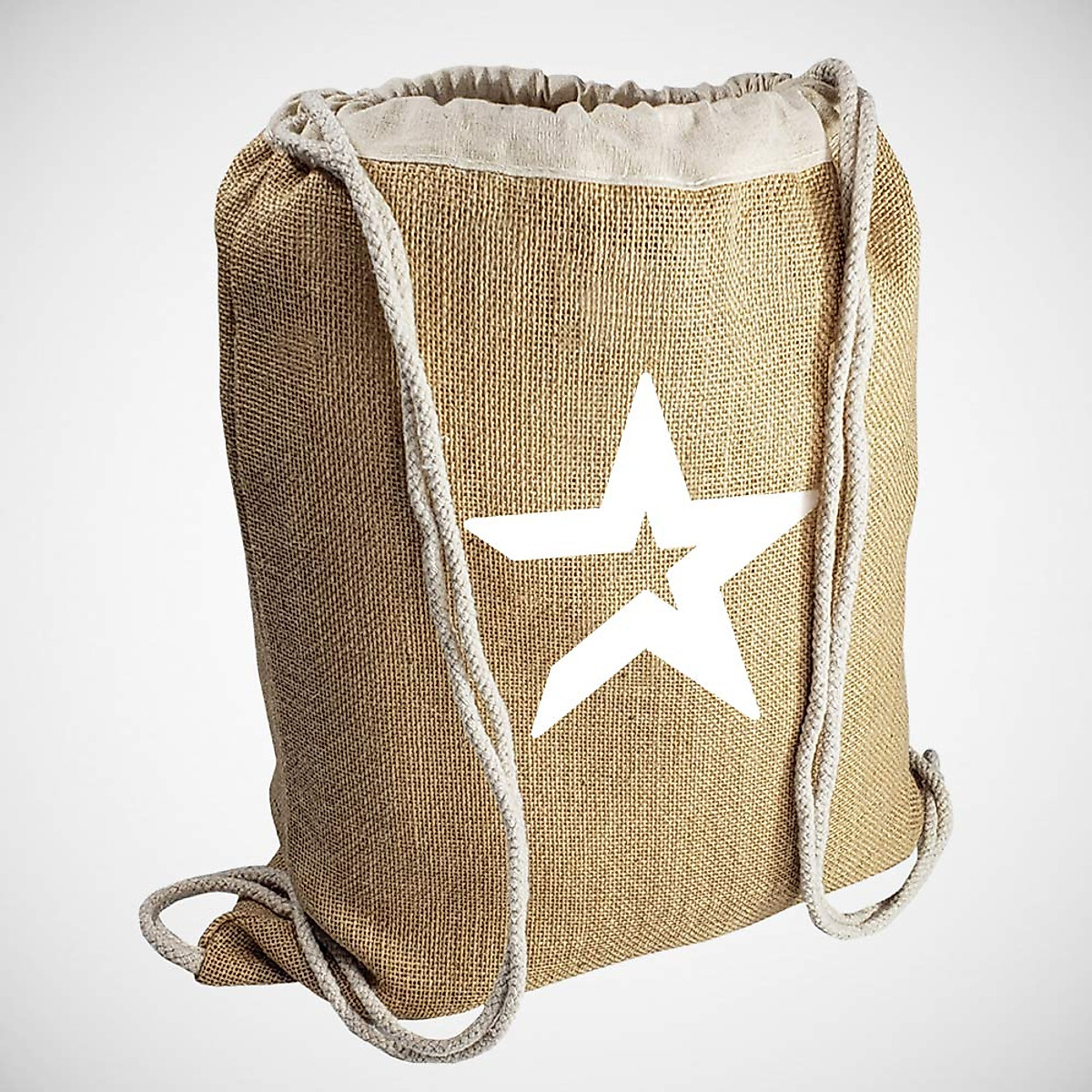 Jute Drawstring Backpacks with Soft Cotton Drawstrings Burlap Cinch Sack Pull String Bags for Beach, Sports, Hike by TBF Bags (Set of 6)