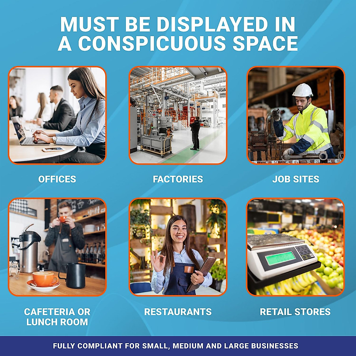 2025 Florida State and Federal Labor Law Poster - OSHA Workplace Compliant - Mandatory Regulations Posting for Employees - Required Compliance Posting 16" x 40" Laminated (1PACK)