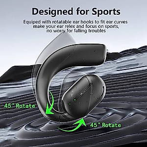 SUYUZREY Open Ear Earbuds,【Rotatable earhook 】 Wireless Bluetooth Open Ear Headphones,Bluetooth 5.3 Earphones with 16.2 Dynamic bass Sound,Open Sports Earbuds, 40h Playback time