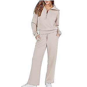 My Recent Orders Placed By Me Sweatshirt and Sweatpants Set Women Women Fashion 2023 Lounge Sets Oversized Sweatshirt Wide Leg Sweatpant Comfort 2 Piece Outfits Sweatsuit Loose Tracksuit H02 Beige