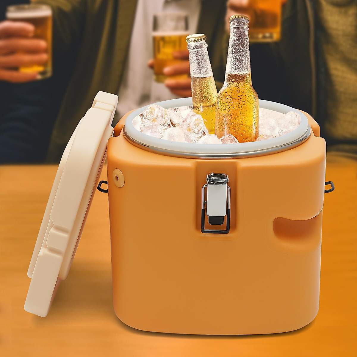 Bulelula 10QT Insulated Soup Container Commercial Food Warmer for Hot&Cold Food, 2.5 Gallon Hot Box for Catering, Food Cooler Soup Carrier for Restaurant, Canteen, Home 6H Insulation Time (Yellow)