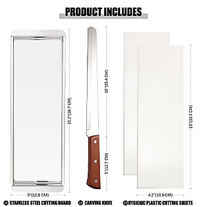 Beef Jerky Slicer Kit,Stainless Steel,Adjustable Thickness,Uniform Slices,Include Cutting Board & 14-Inch Slicing Knife,Beef Jerky Making Kit for Chefs & Home Kitchens