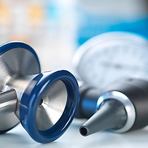 SURGICAL ONLINE Fiber Optic Mini Otoscope Rainbow Many Colors - Pocket Otoscope with Case ENT Diagnostic Set w/Extra Bulb Included (Burgundy)