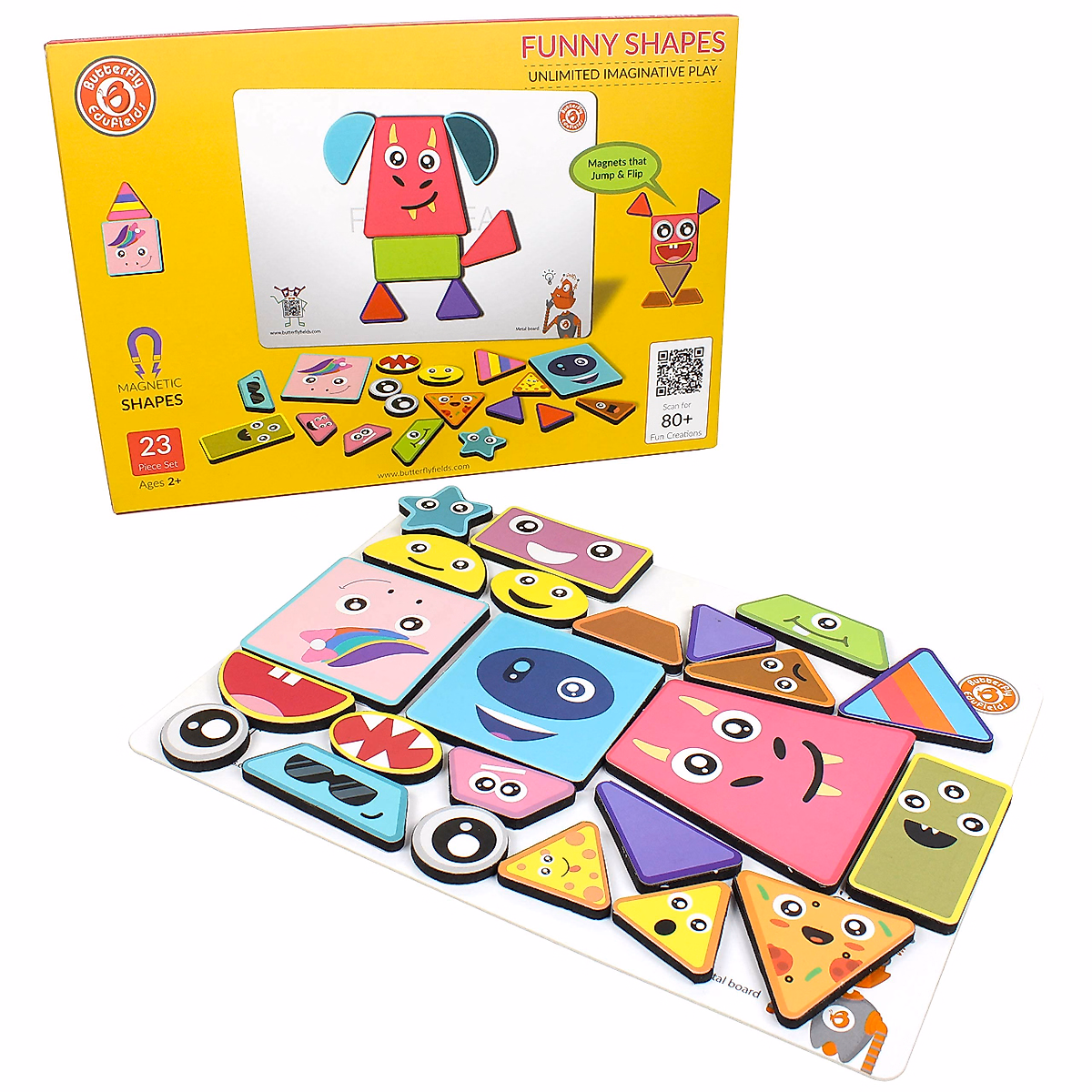 ButterflyEdufields 100+ Magnetic Puzzles for Kids 3 4 5 Years Old | Mix & Match Fun Shapes & Emoticons 100+ Play Challenges | Creative Birthday Gift for Kids