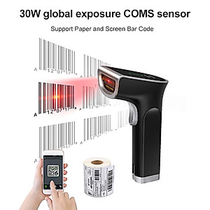 Wireless QR 2D Barcode Scanner Handheld USB Wired Bar Code Reader Support Paper and Screen Compatible with Windows Android Mac Manual/Continuous/Auto-Induction Trigger Scanning for Supermarket