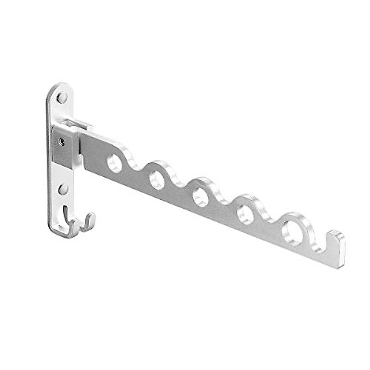 Ubrand Clothes Drying Rack Wall Mount, Folding Garment Drying Rack with Swing Arm Hook Closet Storage Organizer, Space Aluminum Mater, Used for Closet, Balcony, Bathroom (2 Racks and Rod) (Silver)