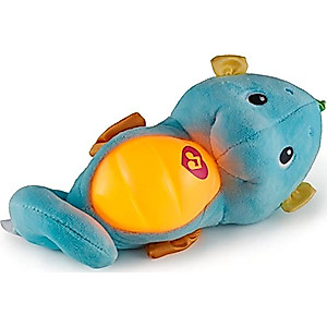 Fisher-Price Musical Baby Toy, Soothe & Glow Seahorse, Plush Sound Machine with Lights & Volume Control for Newborns, Blue