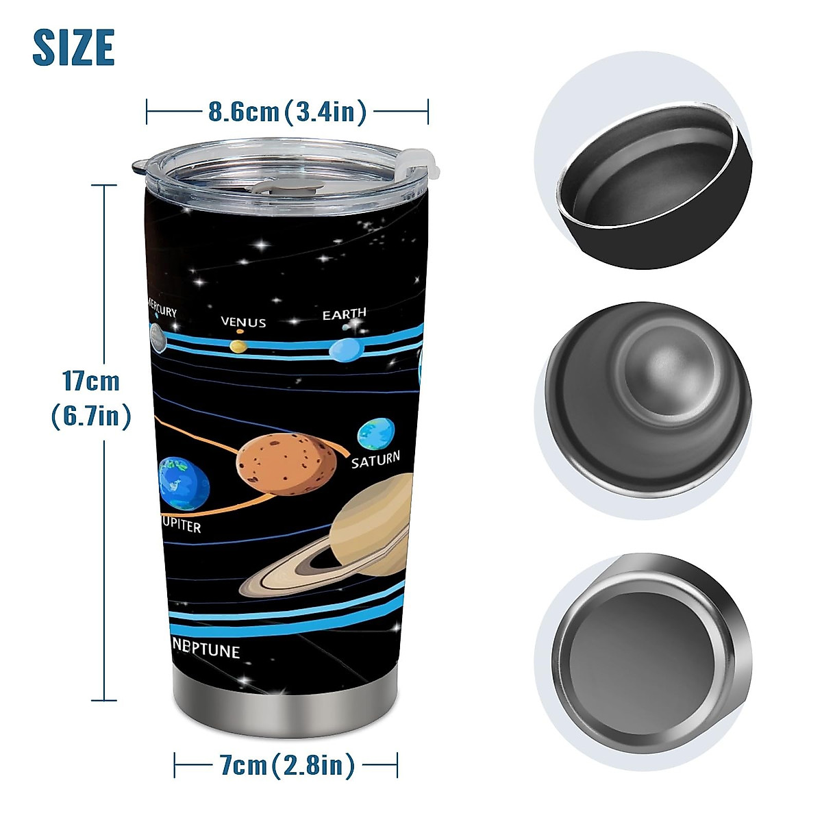 QWEUIOP 20oz Insulated Travel Coffee Mug Outer Space Solar System Mars Earth Stainless Steel Tumbler with Lid Double Wall Vacuum Coffee Cup For Hot and Cold Drinks 13692