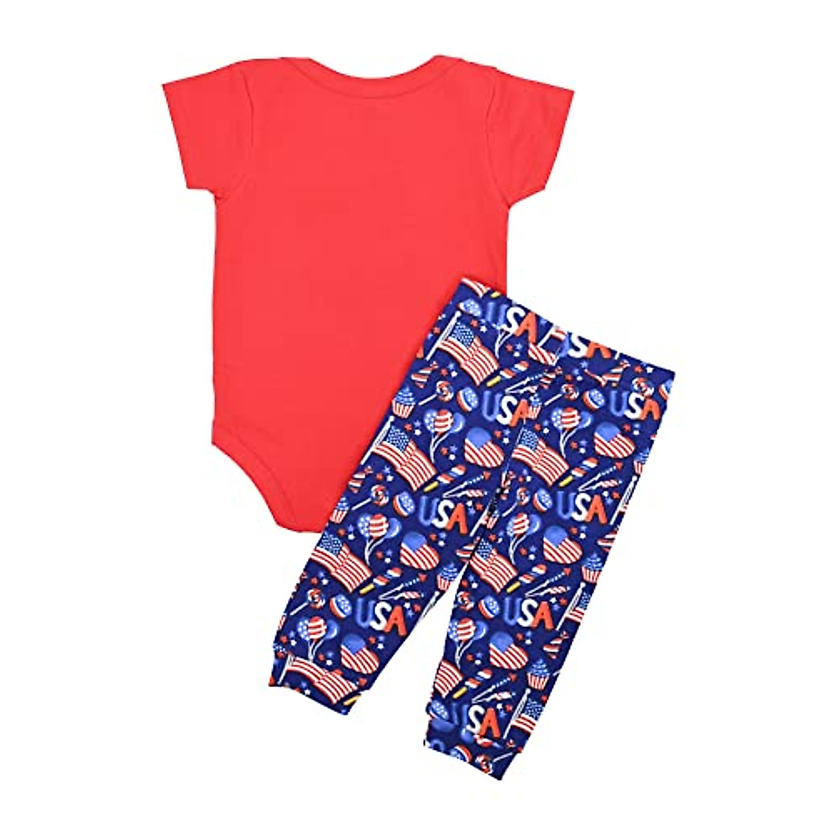 Unique Baby Unisex Stars Stripes 4th of July Clothes Set Outfit (6M, Red)