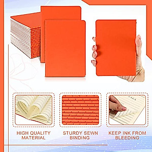 Ctosree 50 Pcs Small Lined Notepads Bulk Mini Journal Memo Pocket Notebooks Mini Composition Notepad Office School Gifts Supplies for Kids Students, 24 Sheets, 5.5 x 3.5 Inches (Orange)