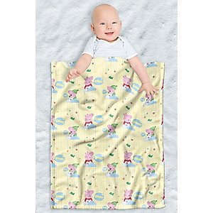 LOGOVISION Peppa Pig Lightweight Baby Blanket, 30"X40", Shh Baby's Sleeping Unisex for Infants Girls & Boys