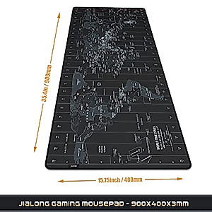 JIALONG New Upgraded Version Large Mouse Pad Desk Mat Comfortable Mousepad with Personalized Design Extended Size 35.4 X 15.7X 0.12 inches for Laptop, Computer and PC - Black World Map