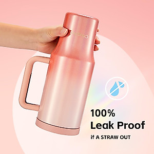 40 oz Tumbler with Handle and Straw Lid, Reusable Leak-Proof Insulated Tumblers, Stainless Steel Coffee Tumbler Cups, Travel Mug for Home Office, Keep Cold 24Hrs, Cup Holder Friendly(Sunset Glow)