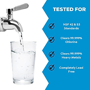 EUROGUARD Gravity-fed Water Filter System (2.25 Gallons), Reduces Lead and up to 99% of Chlorine, NSF/ANSI 42&372 Standard, with 2 Black Carbon Filters, 100% Metal Spigot, Premium Series, EUG023