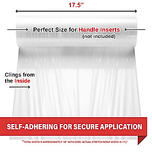 Stretch Wrap Industrial Strength Extra Thick 18" 1100 SqFt 80 Gauge (20 Micron) Clear Cling Plastic Pallet Supplies Durable Self-Adhering Packing Moving Packaging Heavy Duty Shrink Film Roll