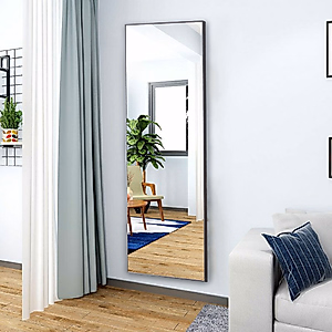 CIATRE Solid Wood Frame Full-Length Mirror - Dressing Mirror for Bedroom, Home Porch, and Clothing Store - Floor Mounted or Wall Mounted - 65" x 23"