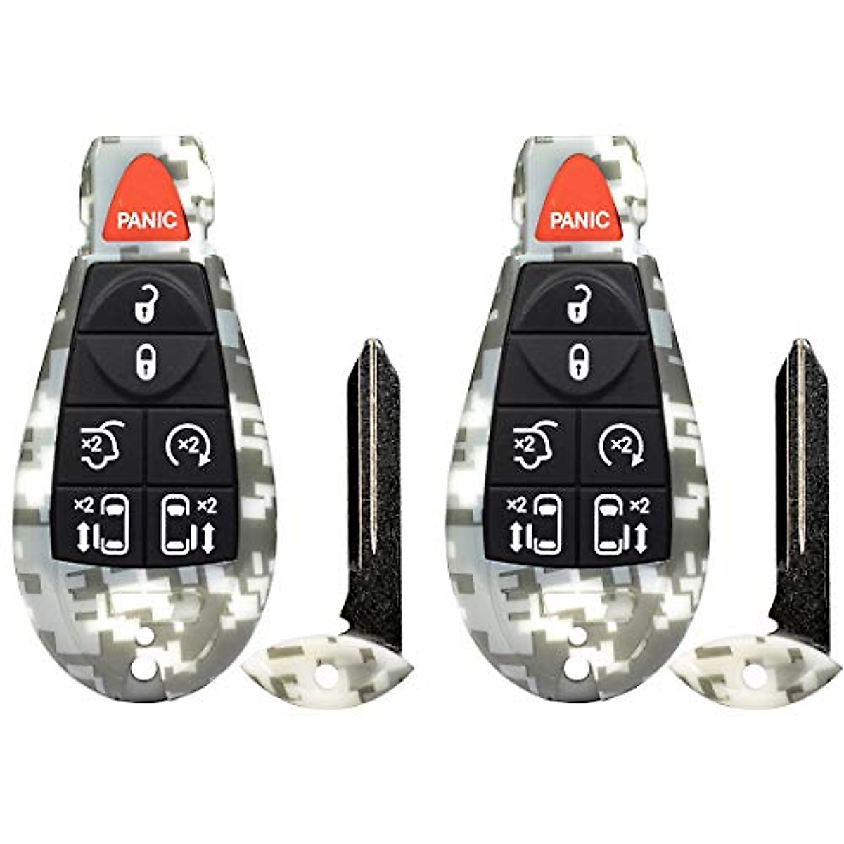 2x New Camouflage Keyless Entry 7 Buttons Remote Start Car Key Fob M3N5WY783X, IYZ-C01C For - Compatible with Town Country Dodge Grand Caravan Volkswagen Routan.