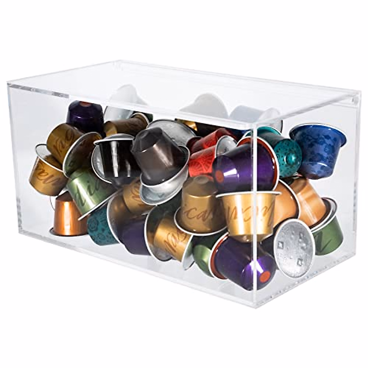 SEANADO Coffee Pod Holder Storage Container with Lid Clear Acrylic Coffee Bar Accessories Organizer Multifunctional Storage Box (Clear)