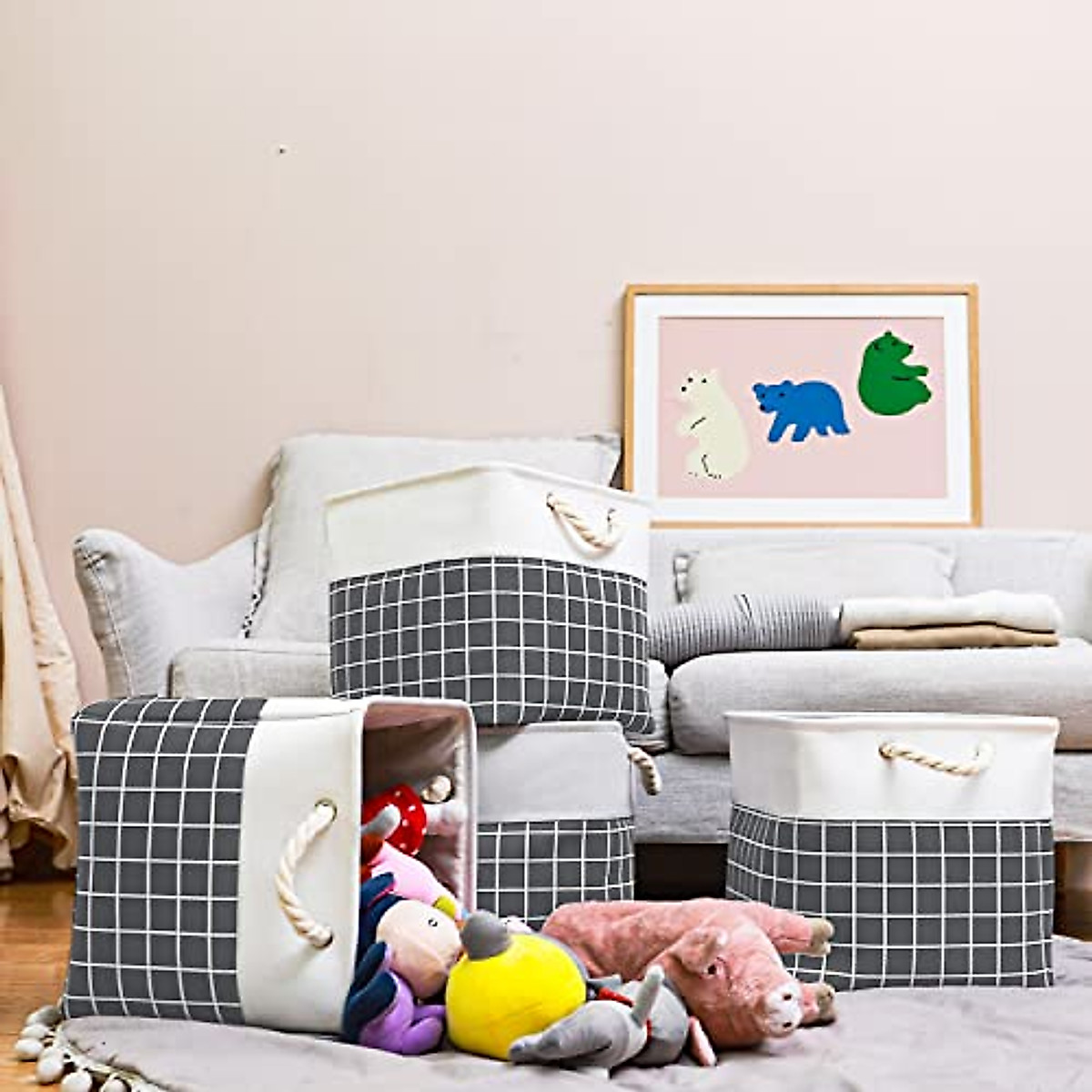 Kerhouze Fabric Storage Cubes Cubby Storage Bins for Organization 11x11 Foldable Basket for Nursery Shelf Toys