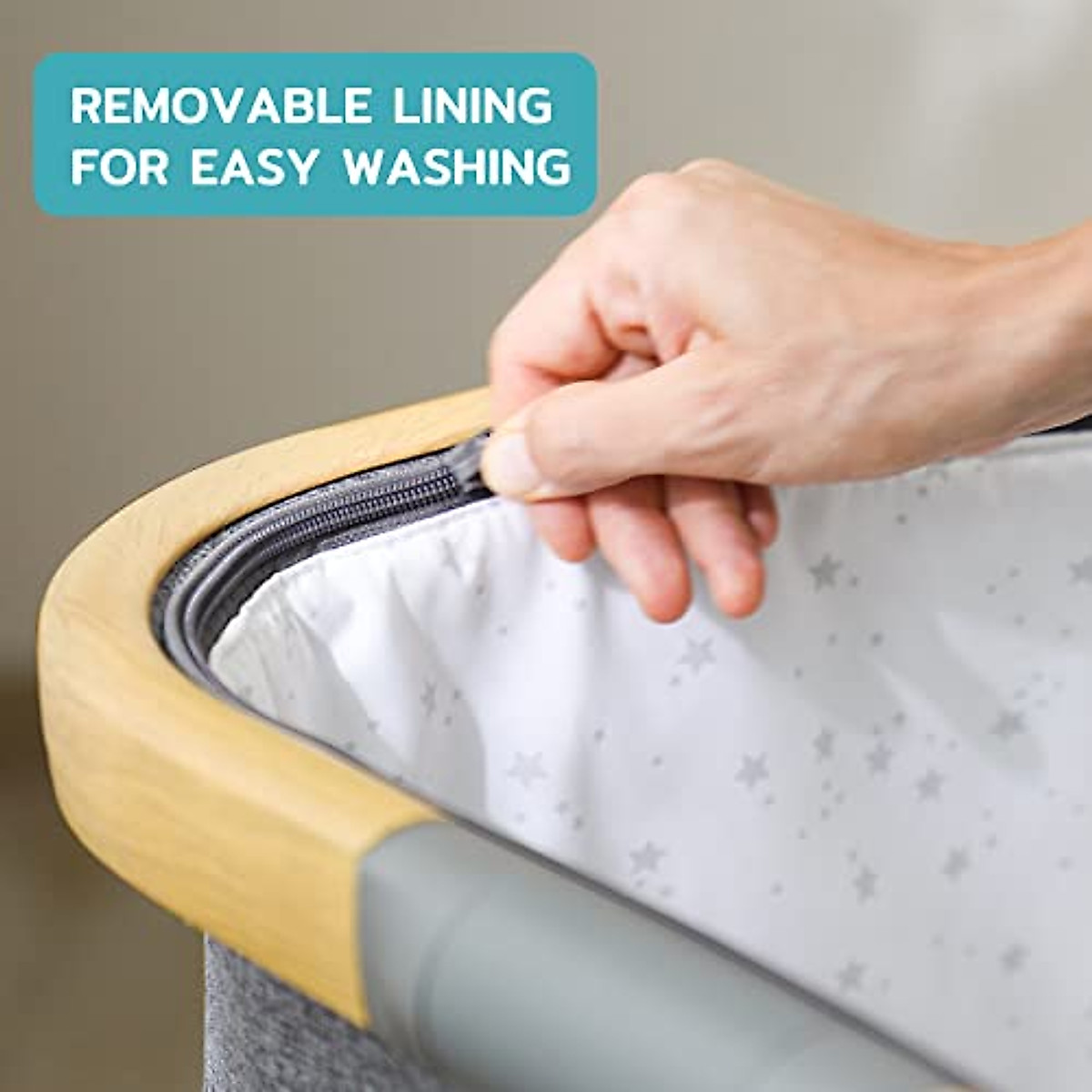 AMKE Baby Bassinets,Bedside Sleeper for Baby,35s Quick Assemble Baby Crib with Storage Basket,Portable Bassinets for Safe Co-Sleeping, Adjustable Baby Bed for Infant Newborn