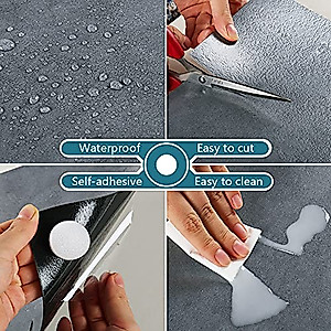 VEELIKE 12''x12'' Peel and Stick Floor Tile Grey Concrete Vinyl Floor Tile 24 Pack Stick on Tile Flooring Waterproof Self Adhesive Removable Grey Vinyl Floor Tile Sticker for Bathroom Bedroom Kitchen