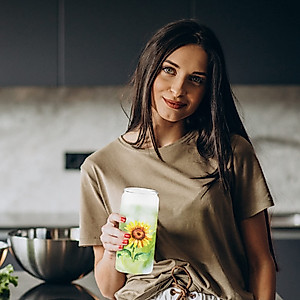 VACVOU 25 Pack 16oz Frosted Sublimation Beer Can Glass with Bamboo Lids and Straw,Glass Cups, Beer Glasses, Iced Coffee Glasses Reusable Drinking Glasses,DIY Gift(Frosted)