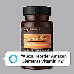 Amazon Elements Vitamin K2 100 mcg, Vegan, 65 Capsules, 2 month supply (Packaging may vary)