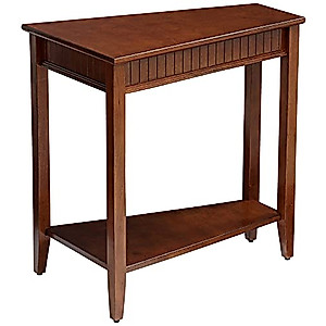 Elm Lane Bentley-II Farmhouse Rustic Cherry Wood Accent Table 16" x 24" with Slide-Out Tray and Shelf Brown for Space Living Room Bedroom Bedside Entryway Home House Balcony Office