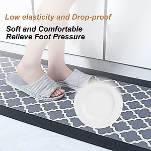 comfoyar Kitchen Rug Set, 2 Pieces Non-Slip Backing Mat, Machine Washable Rug, Absorbent Kitchen Runner Set for Kitchen Floor, Sink, Laundry, Hallway, Dining Room and Office, 17"x31"+17"x47"