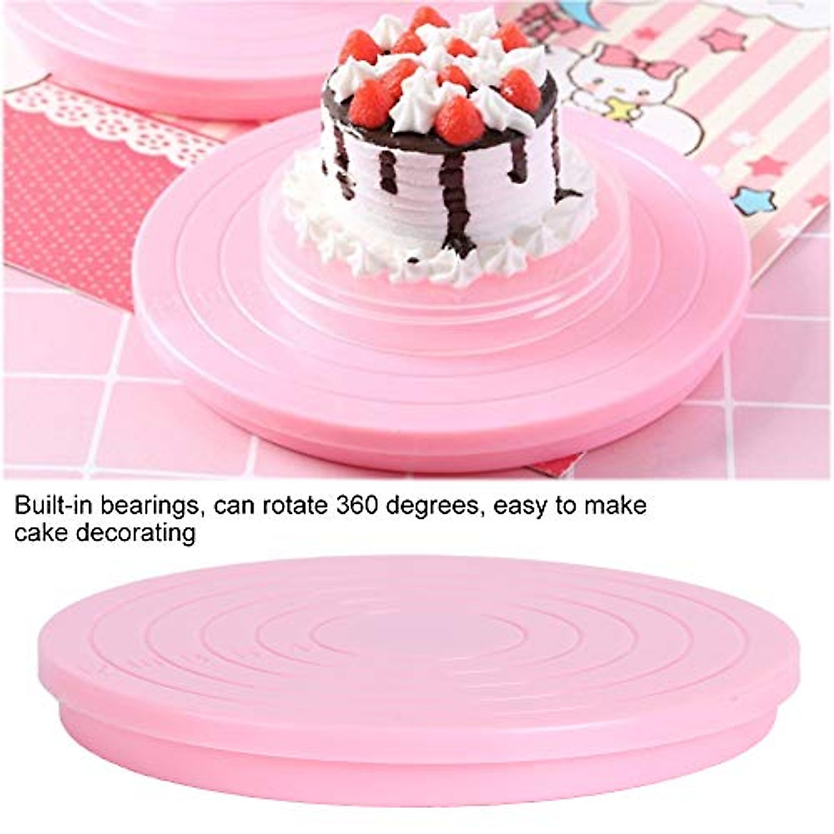 2pcs 5.5in Mini Cake Turntable, 360 Degree Revolving Cake Stand for Cupcake Decorating Displaying