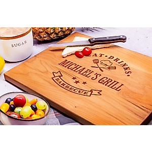 Personalized Grill Wooden Cutting Board Handmade in USA – Best Serves as Chopping board, Charcuterie board, Cheese board – Unique Wood Grilling Gift for men Birthday, Housewarming & Anniversary