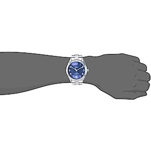 Timex Men's TW2T46100 Briarwood 40mm Silver-Tone/Blue Stainless Steel Expansion Band Watch