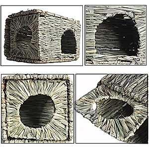 Tfwadmx 2 Pack Rabbit Grass House - Natural Hand Woven Seagrass Play Hay Bed, Collapsible Hideaway Hut Toy for Bunny Hamster Guinea Pig Chinchilla Ferret