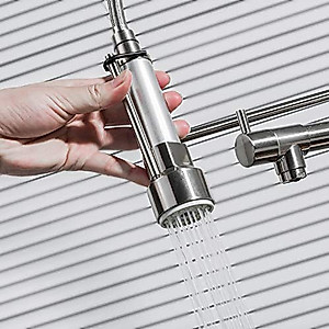 Kitchen Faucet with Pull Down Sprayer Contemporary Single Handle Kitchen Sink Faucet GAPPO Solid Brass Spring Kitchen Faucet Brushed Nickel