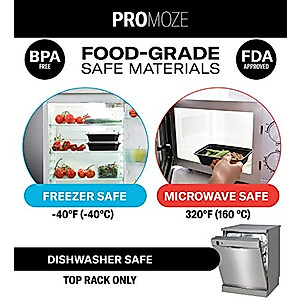 50-Pack Meal Prep Plastic Microwavable Food Containers For Meal Prepping With Lids 28 oz. 1 Compartment Black Rectangular Reusable Storage Lunch Boxes -BPA-Free Food Grade -Freezer & Dishwasher Safe