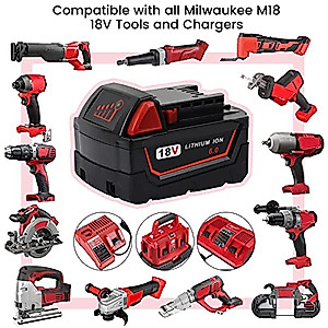 【3RD-Generation!】 TenHutt 2 Pack 6.0Ah M18 18V Replacement Battery for Milwaukee M18 Battery 48-11-1820 48-11-1850 48-11-1860 48-11-1828 48-11-10 for Milwaukee Cordless Power Tools Lithium Battery