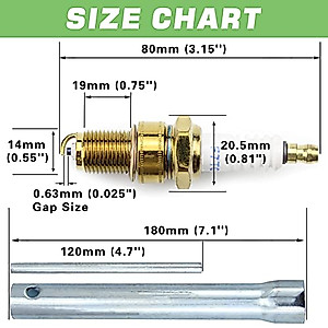 GREPSPUD 4pcs F7TC Spark Plugs GX120 GX160 GX200 GX240 GX270 GX340 GX390 Sparkplugs with Wrench for 4-Stroke Engine Generator Lawnmower Chainsaw Tractor Water Pump Rototiller Go Kart Mini Bike