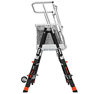 Little Giant, 18503-240, Adj. Cage Platform Ladder, 5 Ft., Fbrglss