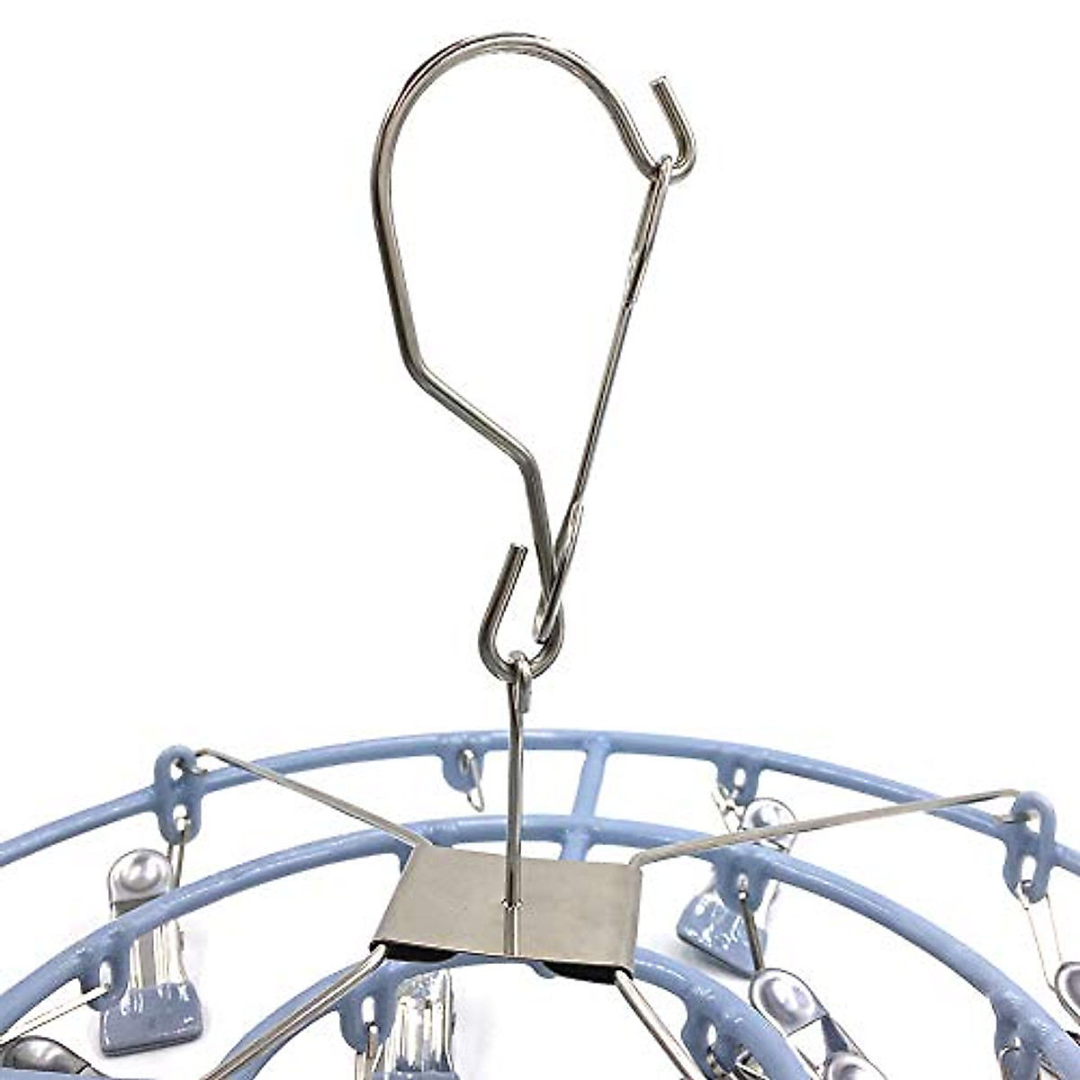 Stainless Steel Clothe Drying Rack Laundry Drip Hanger 24 Clip Metal Clothespins Round Underwear Lingerie Sock Hat Boot Large Heavy Duty Portable Indoor Outdoor Baby Wet and Dry Dryer (24 Round)