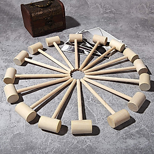36 Pieces Mini Wooden Hammers Gavel Toy for Kids, Natural Wood Crab Lobster Seafood Mallets