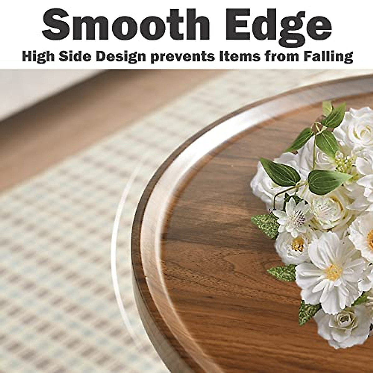 FANTERSI Small Round Side Table, 2-Tier Mid Century Modern Side Table, Round End Table Small Side Table for Living Room, Metal Frames, Brown