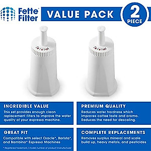 BES008WHT0NUC1 Replacement Water Filter Compatible with Breville Claro Swiss For Oracle, Barista & Bambino - Compare to Part # BES008WHT0NUC1 includes 2 Premium Replacement Cartridges.