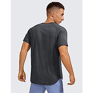 CRZ YOGA Men's Lightweight Short Sleeve T-Shirt Quick Dry Workout Running Athletic Tee Shirt Tops Carbon Heather X-Large