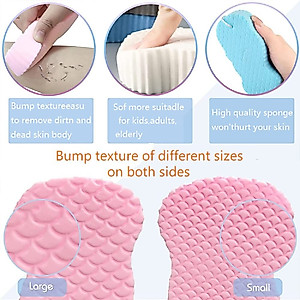 3Pcs Magic Exfoliating Bath Sponge,3D Super Soft Exfoliating Bath Sponge, Skin Friendly and Reusable for Adults Children and Pregnant Women. (Pink+Blue+Gray)