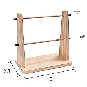 Sparkle Race Wooden Crochet Yarn Holder, Double Revolving Yarn Storage for Crochet Yarn Ball Knitting & Crochet Supplies, Horizontal Wood Yarn Ball Holder with 12 Bamboo Crochet Hooks